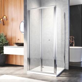 ELEGANT 900x900 mm Framed Bi fold Shower Enclosure 5mm Tempered Glass ...