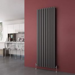 Elegant 1800x590mm Anthracite Double Oval Panel Slim Designer Radiator ...