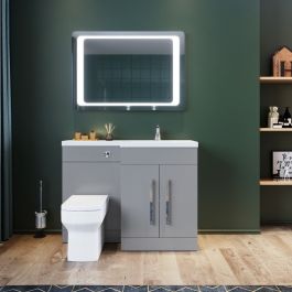 ELEGANT 1100mm Right Hand High Gloss Grey Vanity Unit Bathroom Furniture