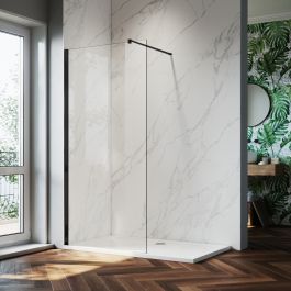 ELEGANT 1200mm Walk-In Shower Panel Wetroom 8mm Easy Clean Nano Glass ...