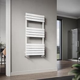 ELEGANT 1200 x 600 mm Flat Panel Heated Towel Rail White Bathroom ...