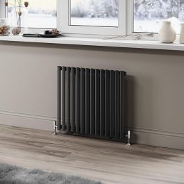 ELEGANT Black Designer Radiator 600x686mm Horizontal Oval Column Single ...