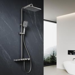 ELEGANT Square Thermostatic Mixer Shower Set with Bath Filler Spout ...