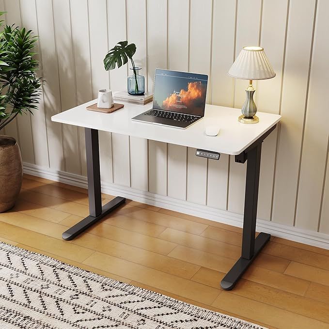 ELEGANT Electric Standing Desk 100x60cm Black Frame & White Desktop