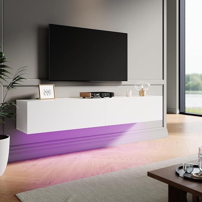 ELEGANT Floating TV Unit Cabinet 1400mm Wall Mounted TV Shelf Gloss White